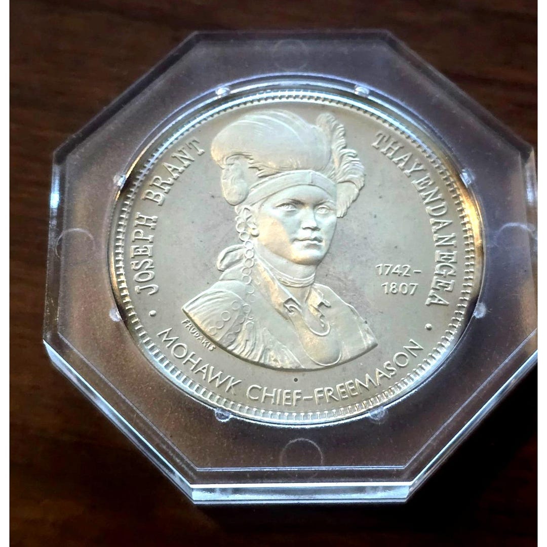 Masonic Commemorative Silver Medal Joseph Brant Mohawk Chief Freemason ...