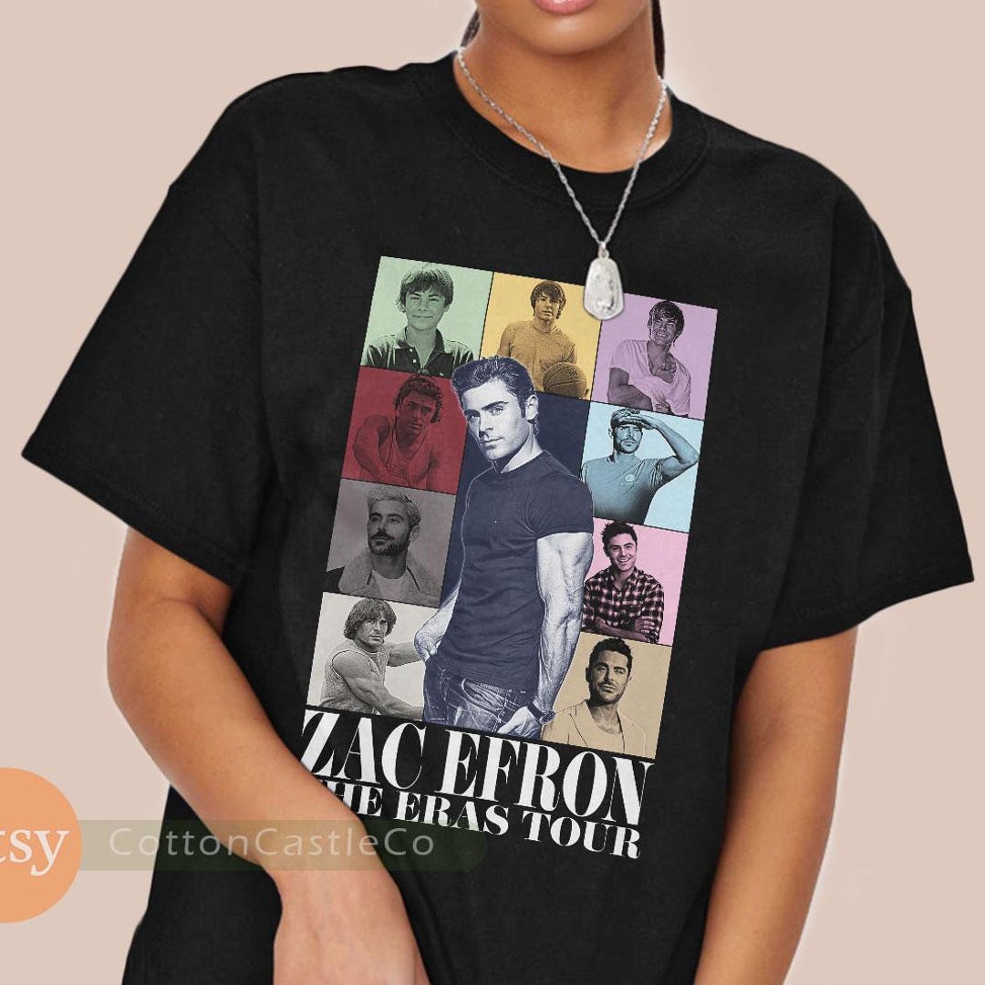 Zac Efron Shirt Cool Funny Fan Art Poster Tee 90s Concert Style T-shirt ...