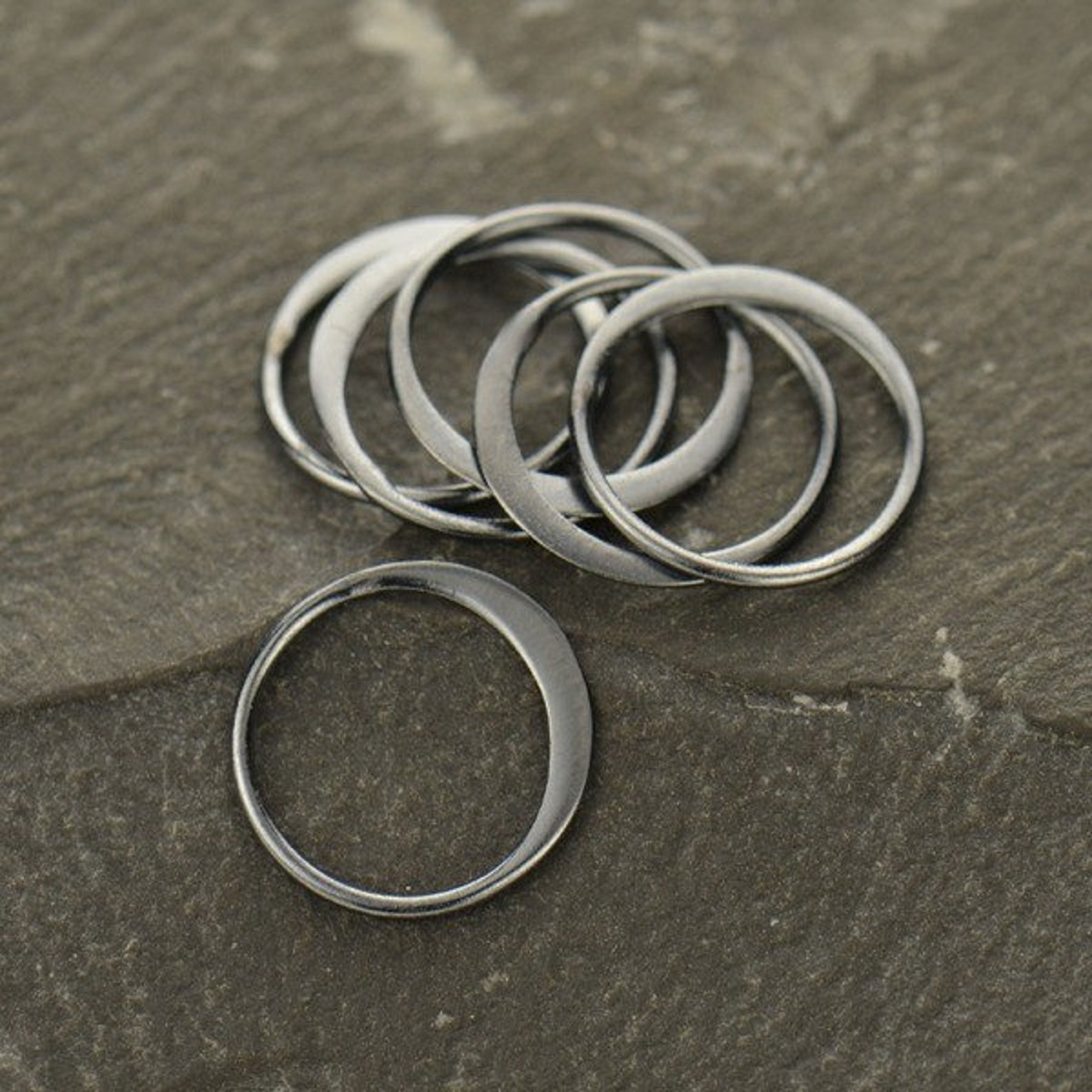 Small Half Hammered Circle Links, 12x12mm, Jewelry Links, Round Circle ...