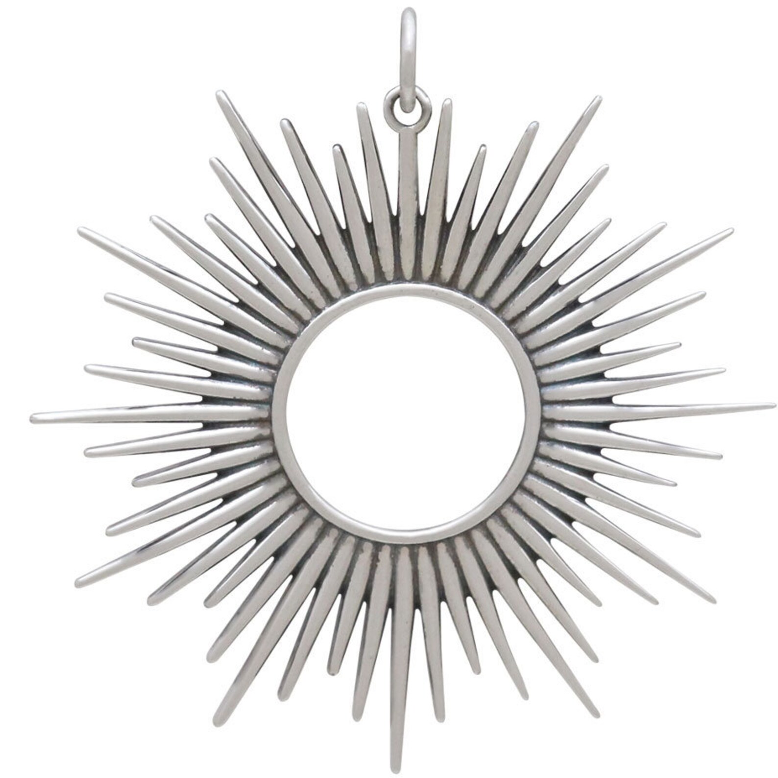 Sterling Silver Spikey Sun Pendant - Etsy