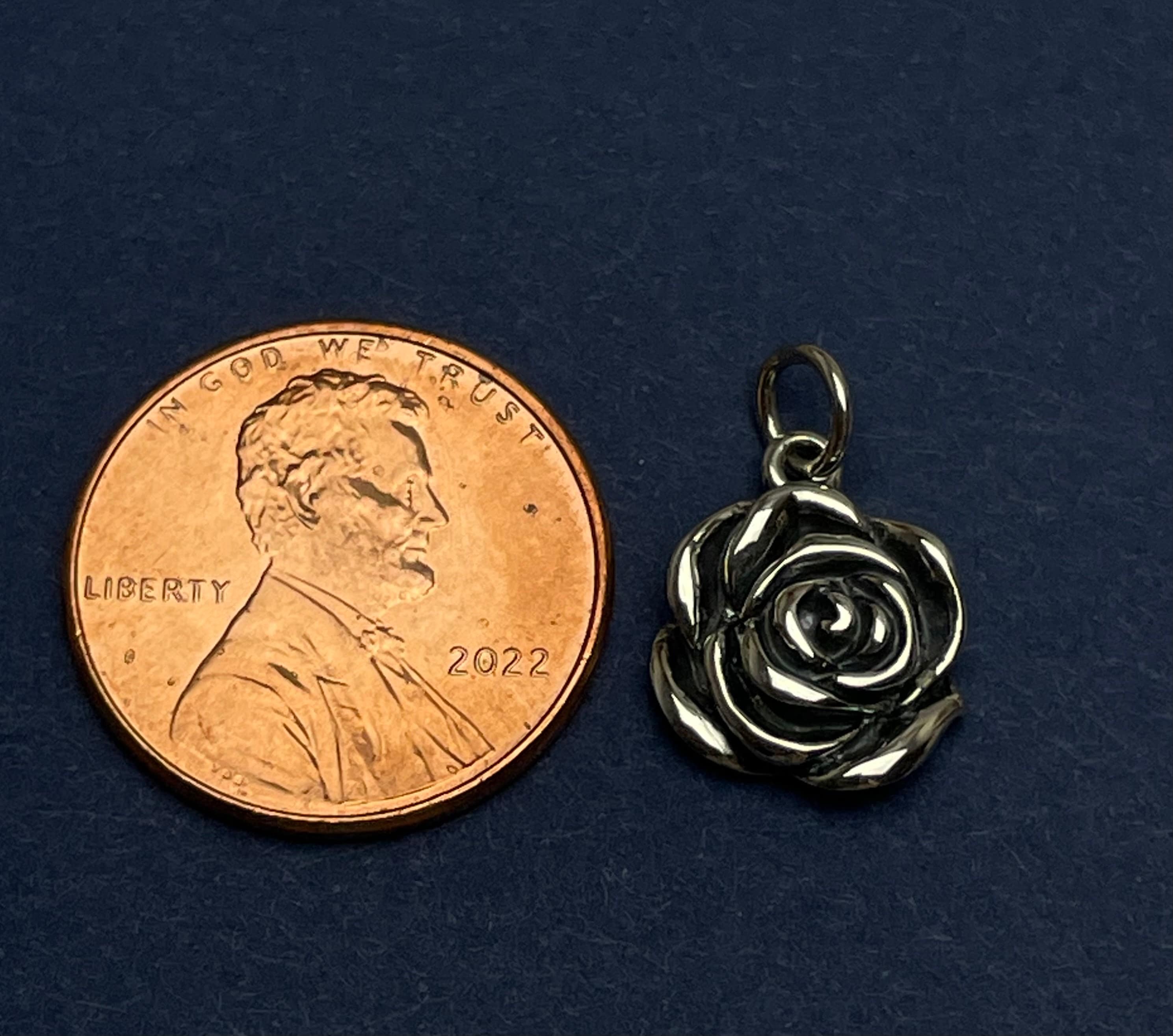 Sterling Silver Rose Charm Flower Jewelry Textured Rose - Etsy