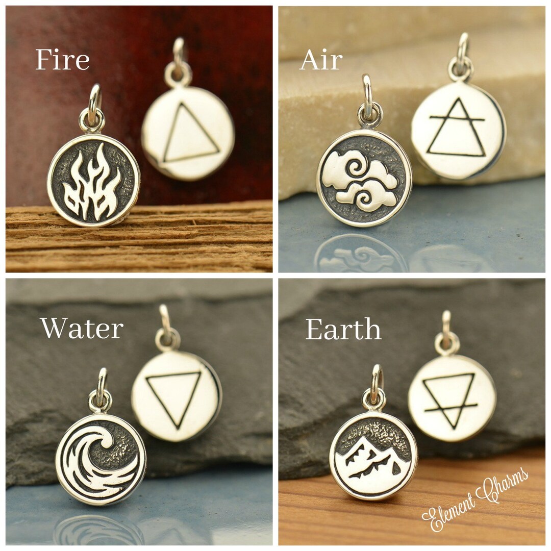 SAVE BIG -element Charms, Sterling Silver Element Charms, Earth, Air ...