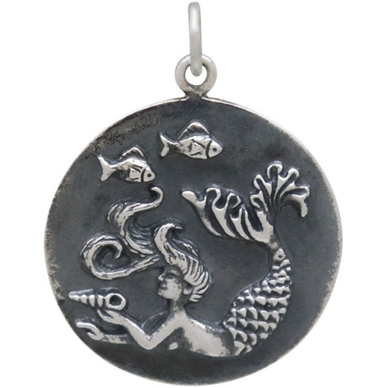 Sterling Silver Mermaid Coin Charm Mermaid Jewelry Nautical - Etsy