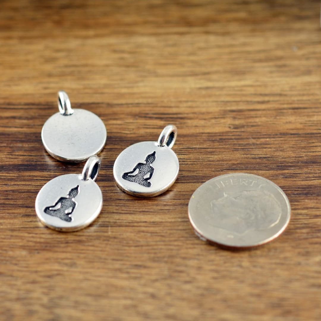 Antiqued Silver Plated Buddha Charm, Pewter Buddha Charm, Buddha Charm ...