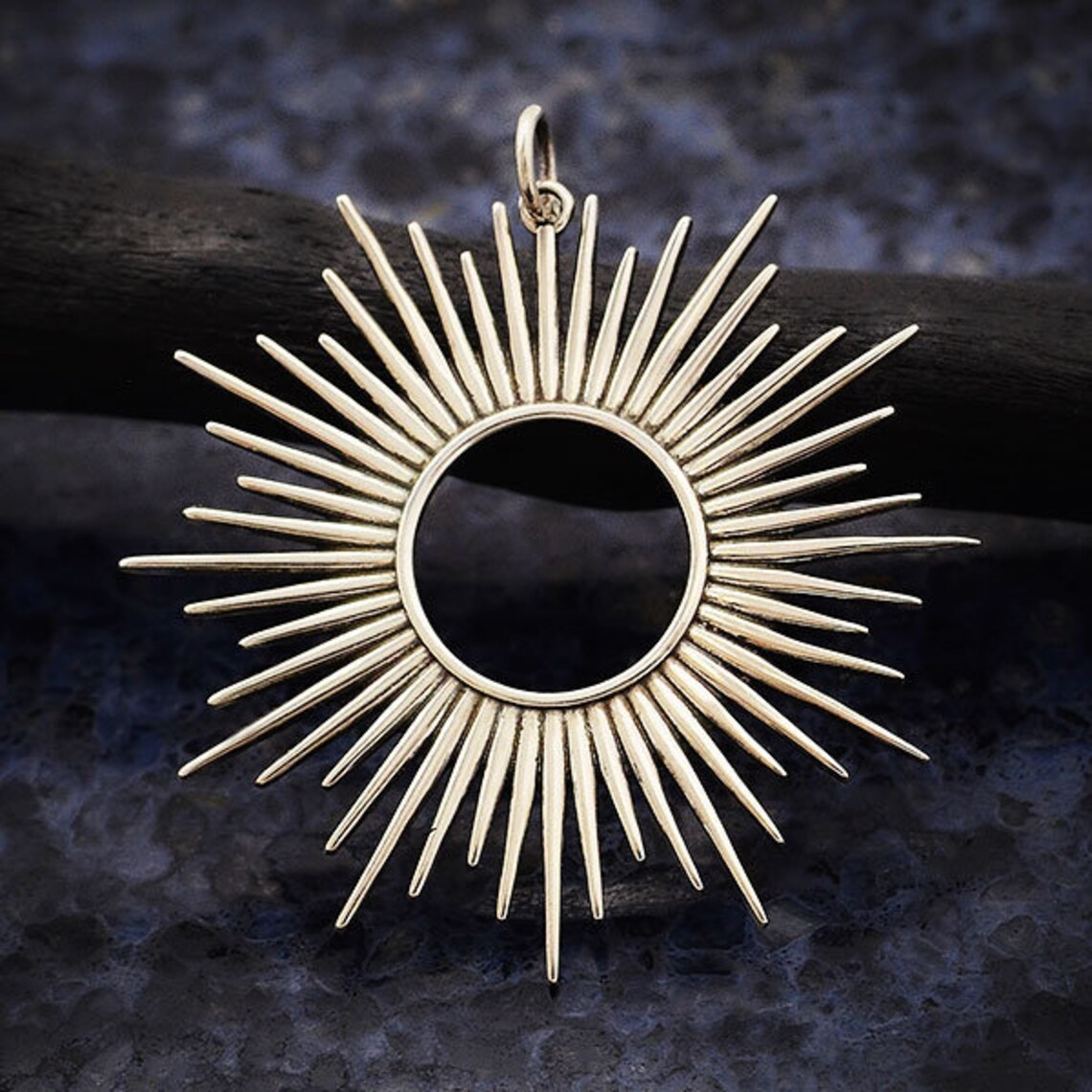 Sterling Silver Spikey Sun Pendant - Etsy
