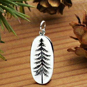 Oval Etched Pine Tree Charm, Pine Tree Charm, Pinetree Charm, Nature ...