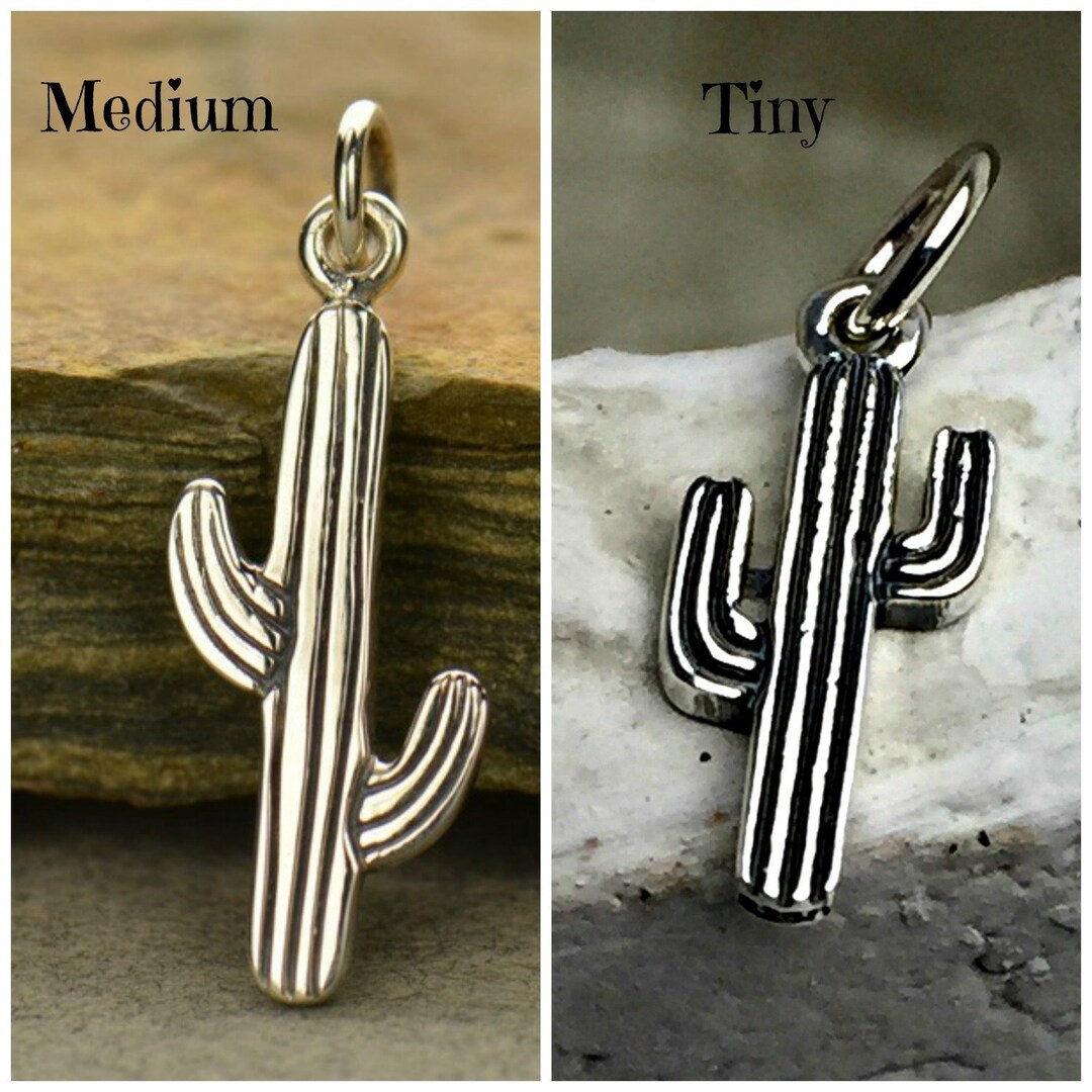 SAVE BIG -sterling Silver Cactus Charm, Tiny Cactus Charm, Medium ...