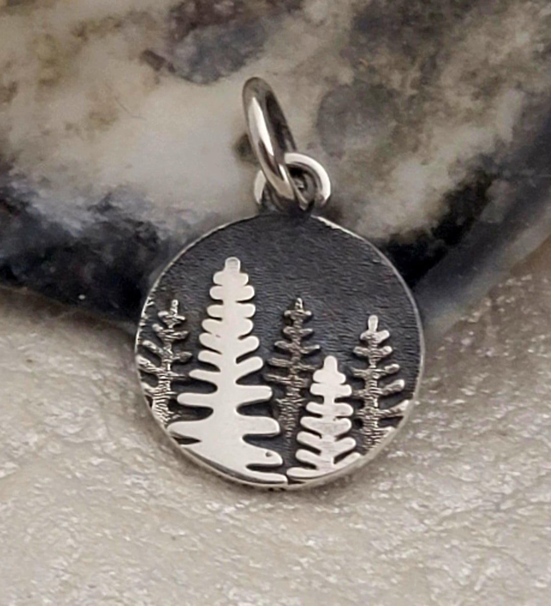Sterling Silver Mini Layered Pine Tree Charm 16x10mm, Item A4267 - Etsy