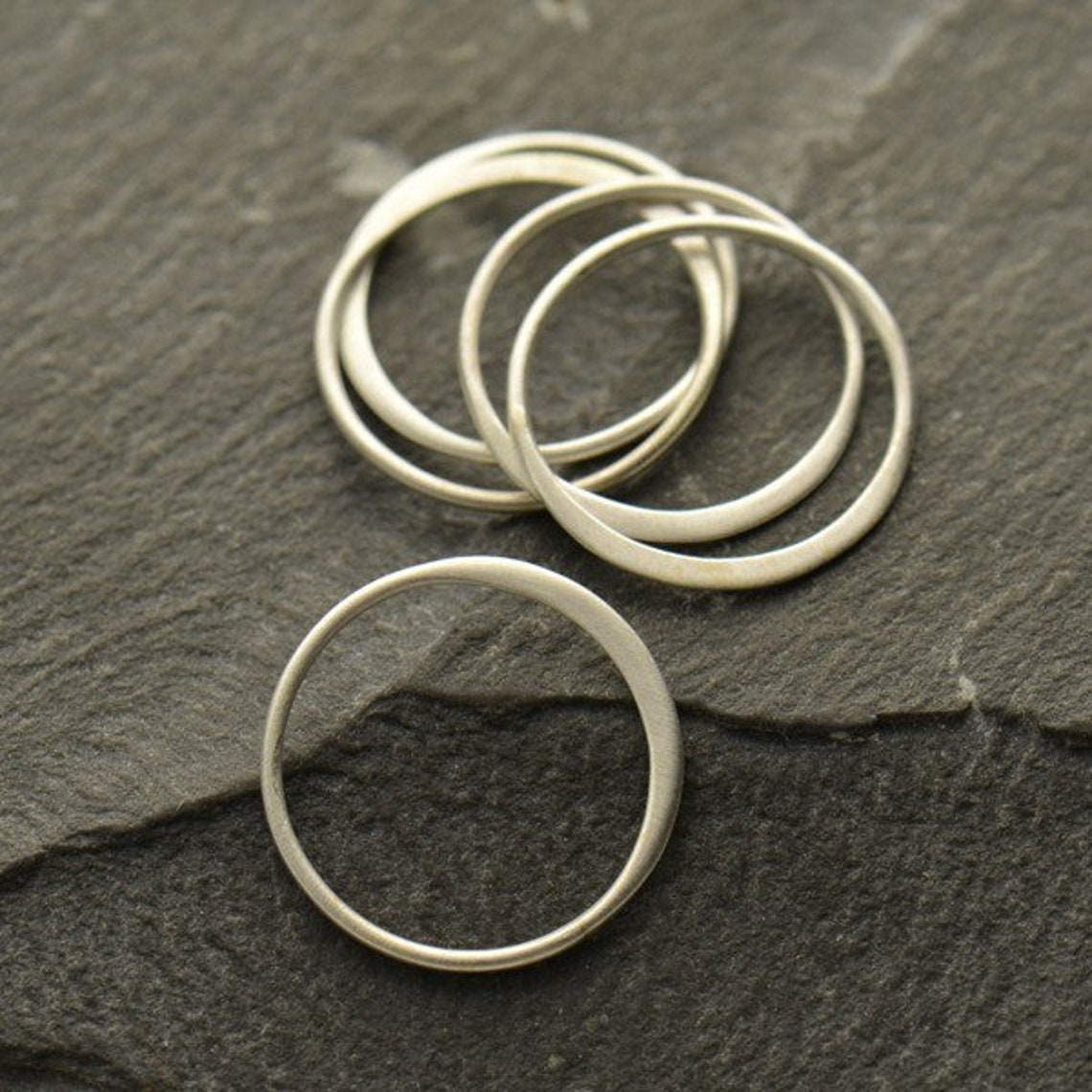 Medium Half Hammered Circle Links, 15mm, Jewelry Links, Round Circle ...