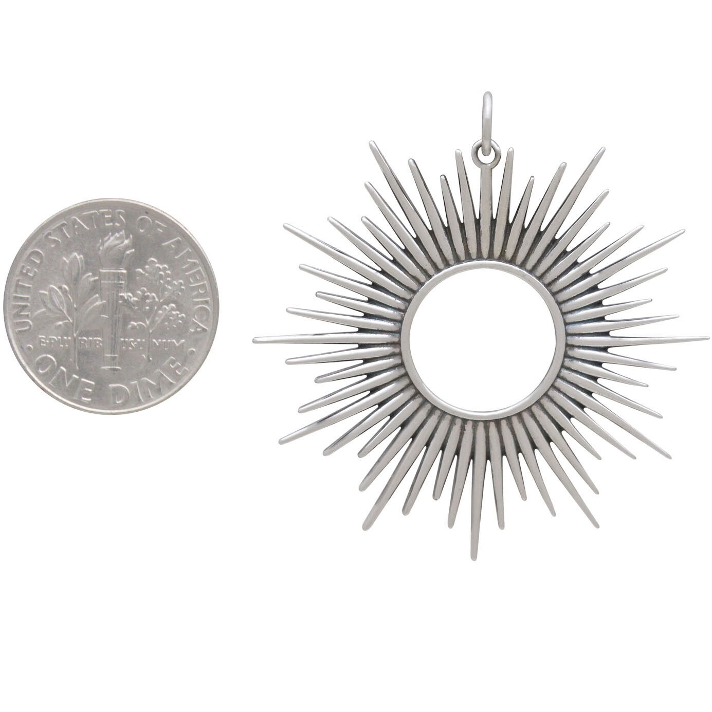 Sterling Silver Spikey Sun Pendant | Etsy