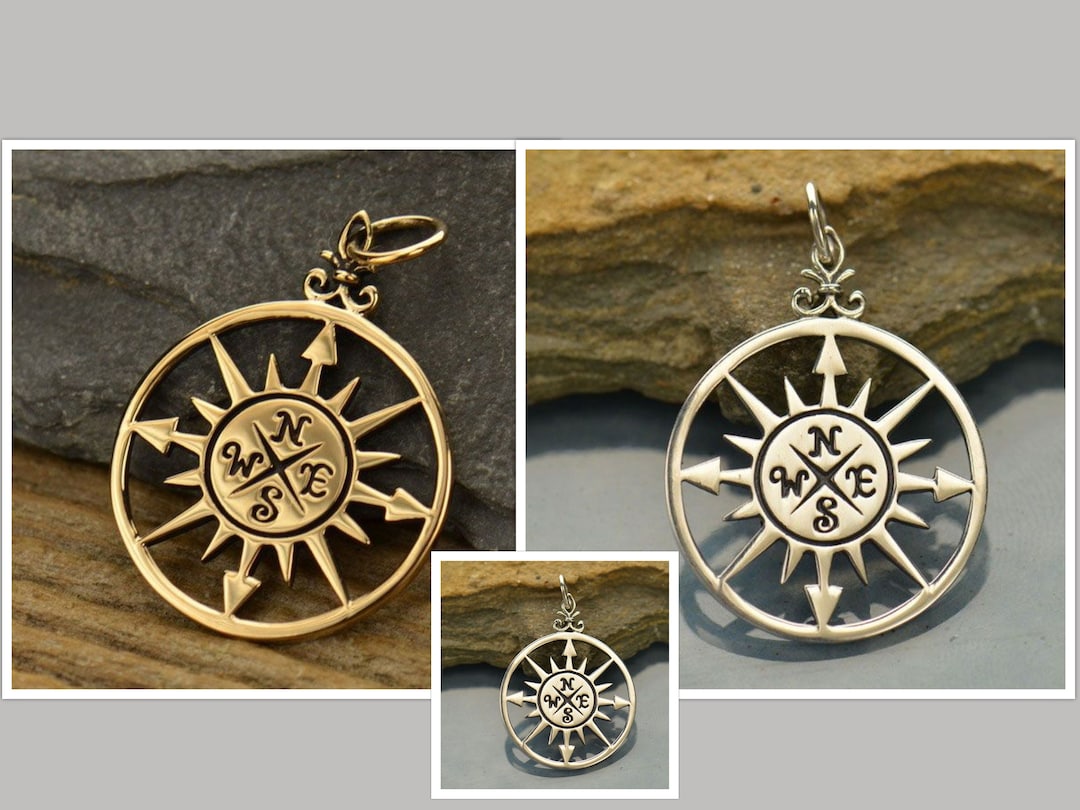 Enjoy 40% off and Save sterling Silver Compass Rose Pendant, Natural ...