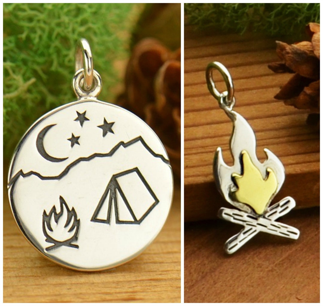 Camping Charm, Campfire Scene Charm, Campground Charm, Outdoors Charm ...