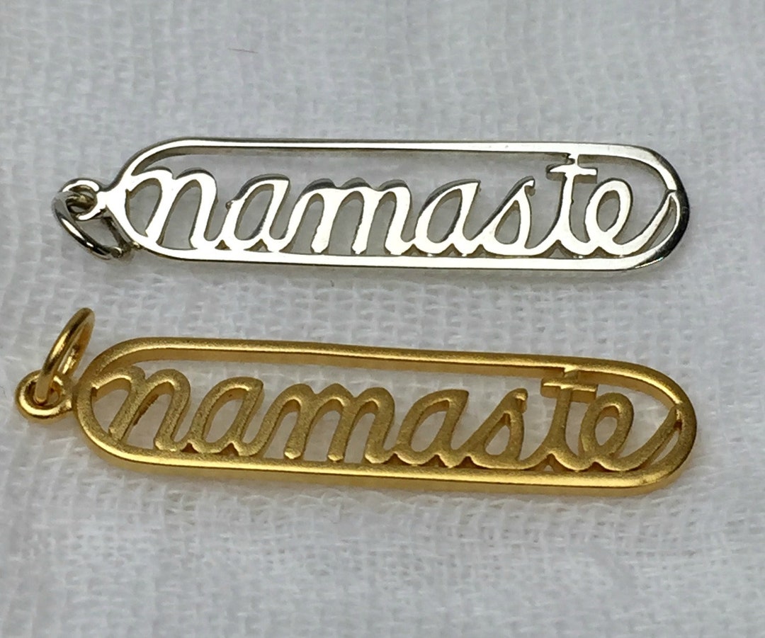 SAVE BIG -namaste Word Charm, Sterling Silver Namaste Charm, Gold ...
