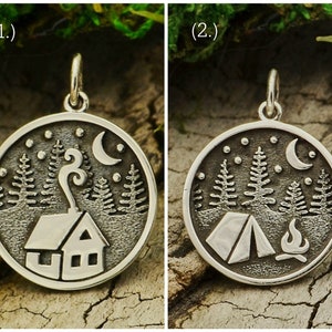 Camping Charm With Tent and Trees, Campfire Scene Charm, Cabin Charm ...