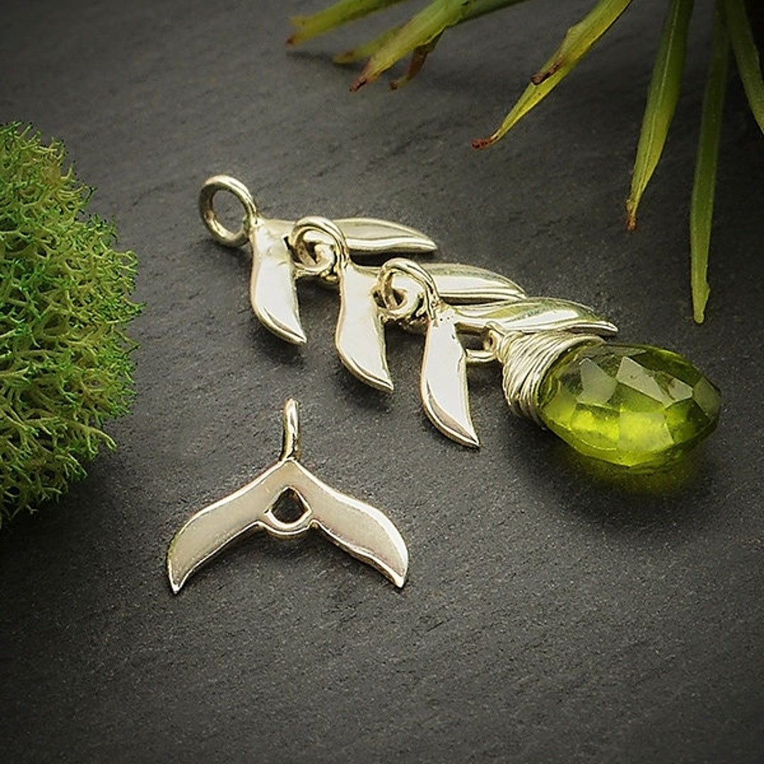 SAVE BIG -sterling Silver Sprout Leaf Link, Whale Tail Link, Connector Link, Jewelry Link - Etsy