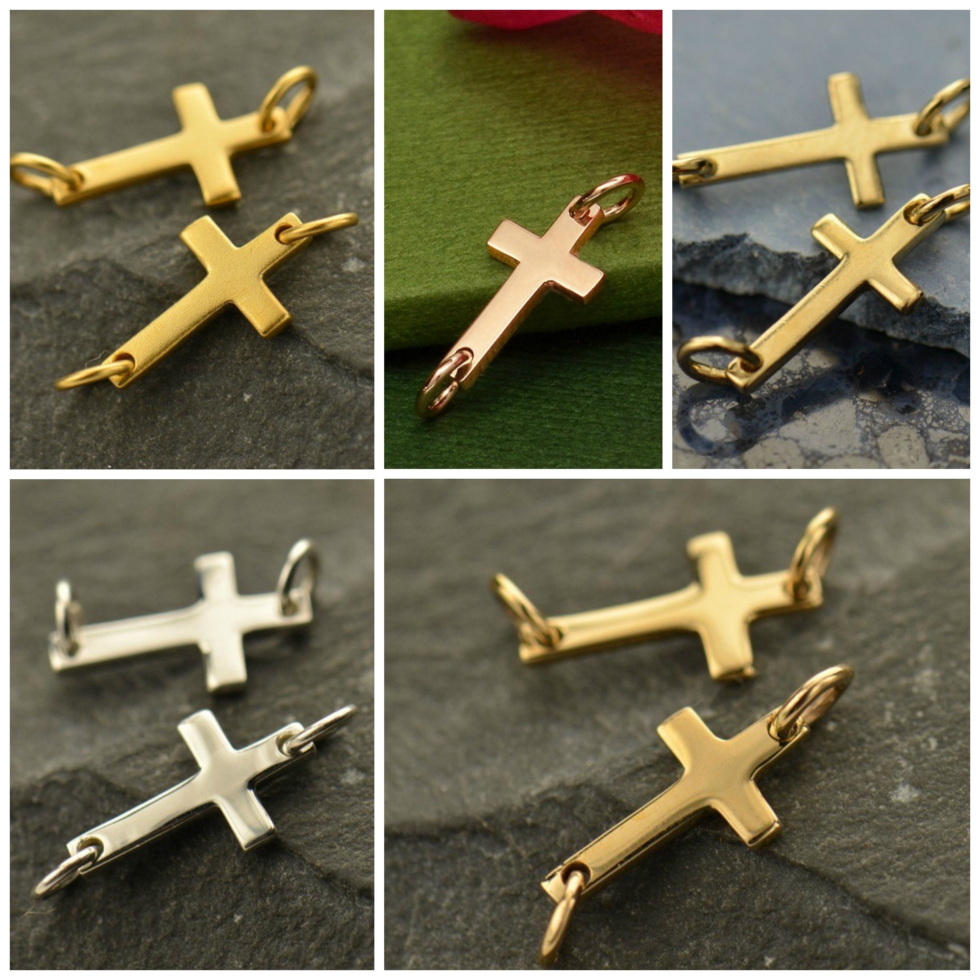 Small Cross Link Sterling Silver Cross Link Sideways Cross - Etsy