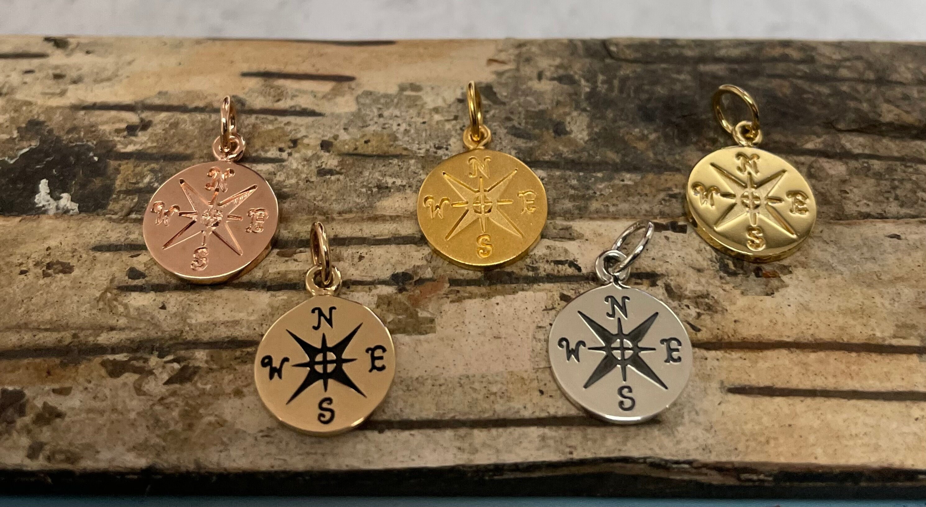 Compass Charm Silver Compass Charm Nautical Charm Bronze - Etsy