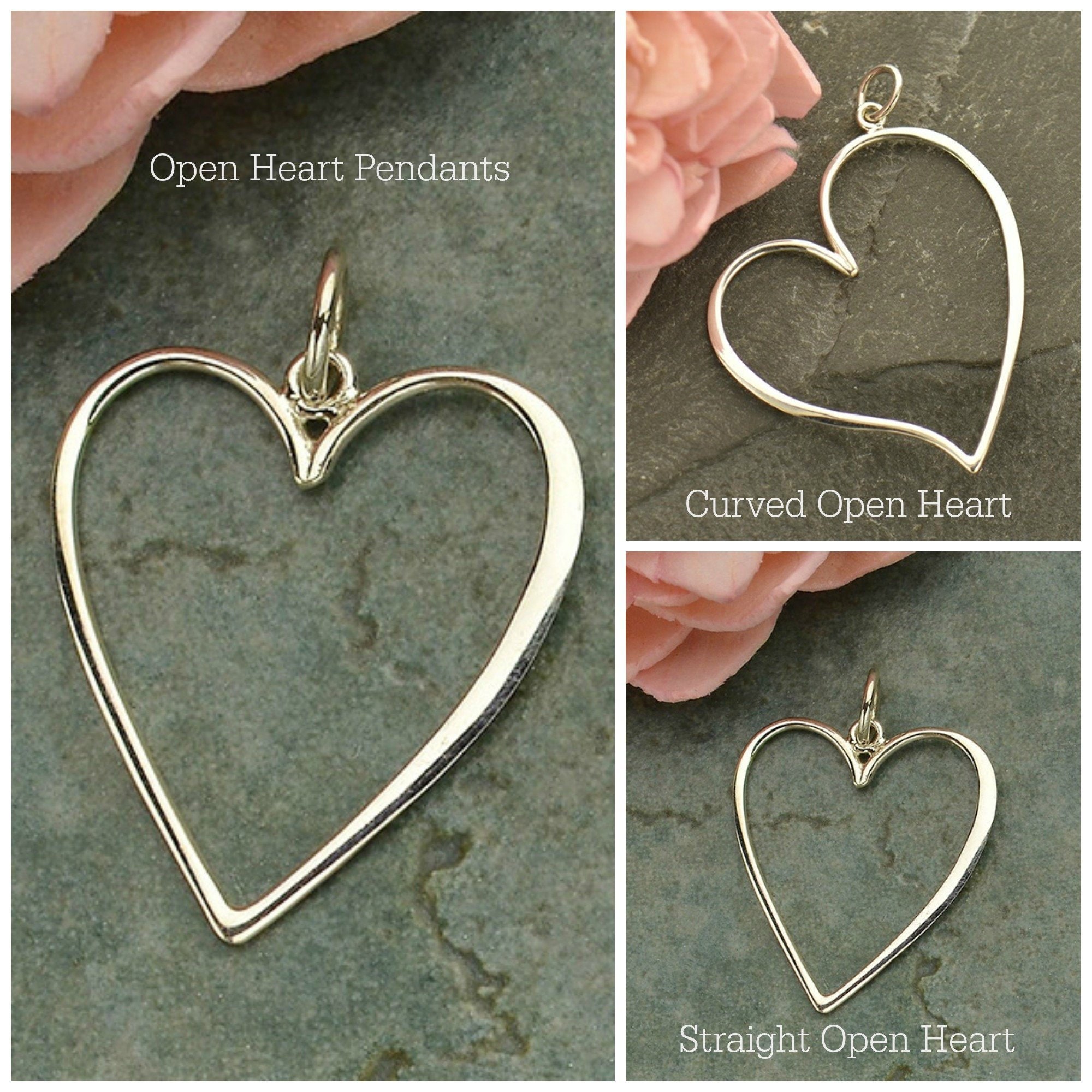 SAVE BIG -open Heart Pendants, Straight Open Heart, Curved Open Heart ...