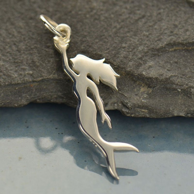 Sterling Silver Mermaid Charm - Etsy