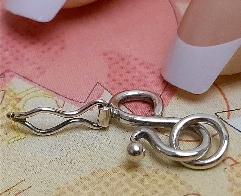 Save - SC331, Sterling Silver Hook and Eye Clasp With Safety Catch - Etsy