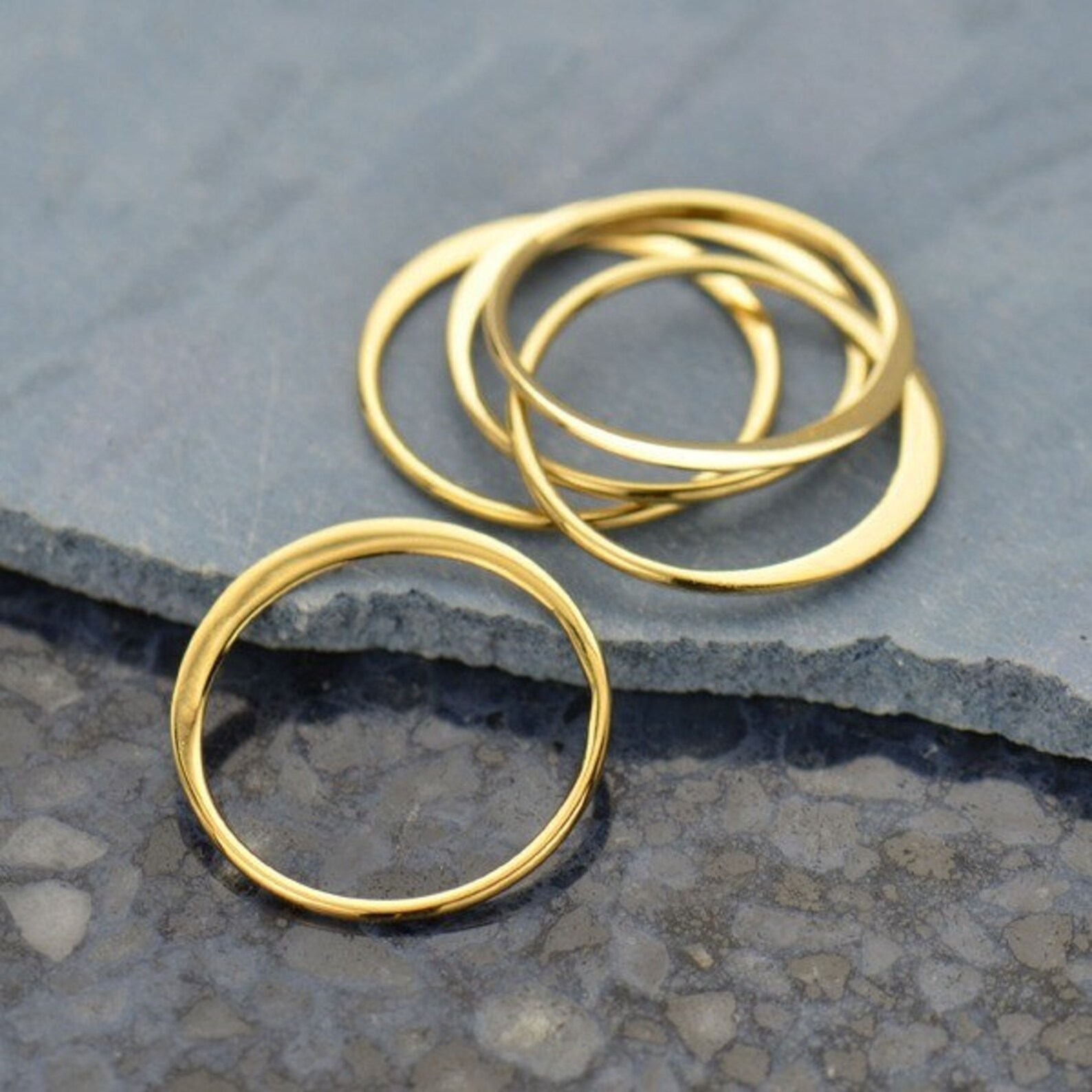 Medium Half Hammered Circle Links, 15mm, Jewelry Links, Round Circle ...