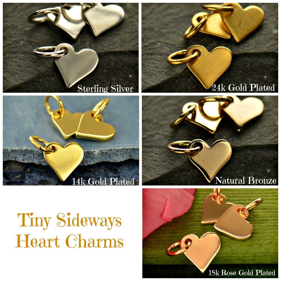 SAVE BIG -tiny Sideways Heart Charms - Mini Heart Charms, Heart Charms ...
