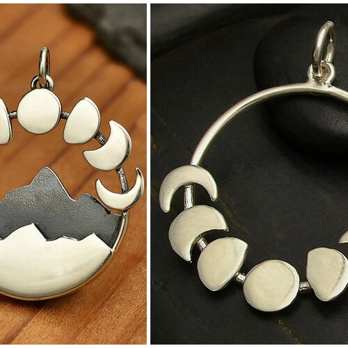 Sterling Silver Moon Phases Pendant Phases of the Moon Charm - Etsy