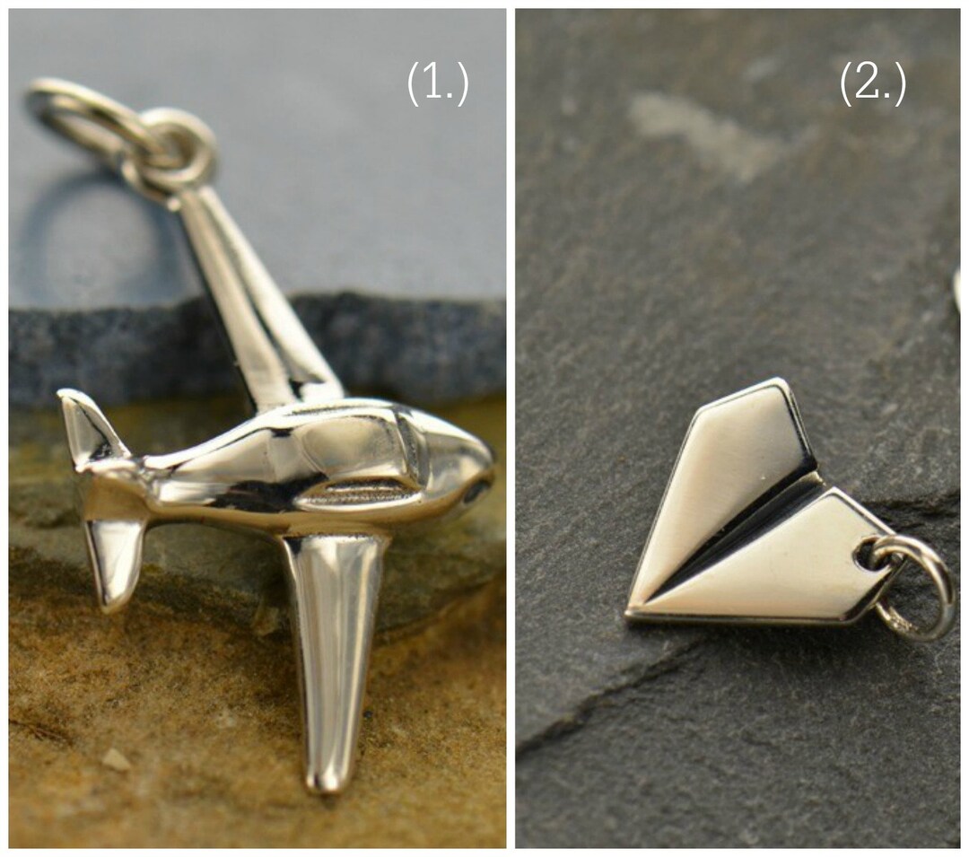 Enjoy 30% off -sterling Silver Airplane Charm, Sterling Silver Paper ...
