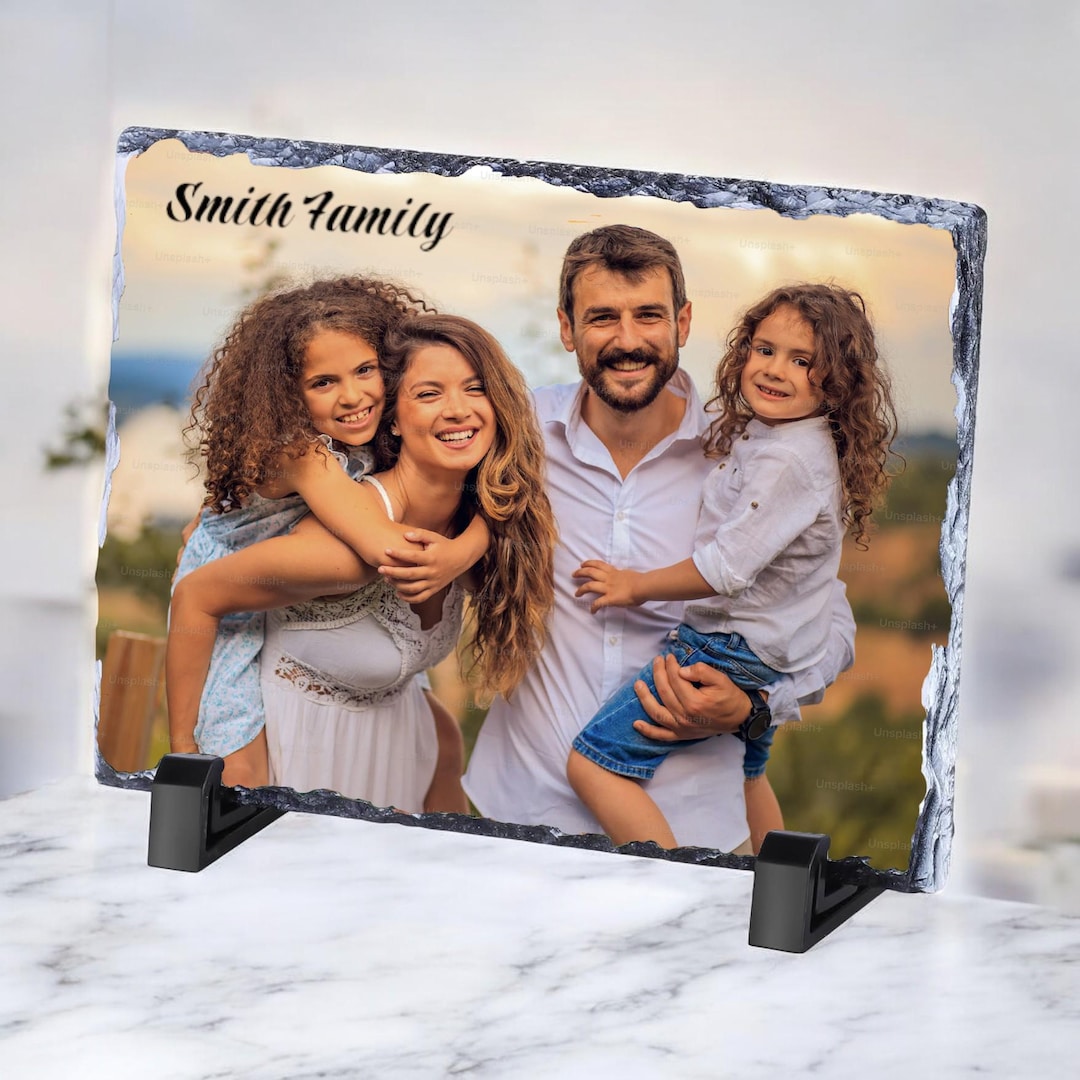 Personalised Rectangle Rock Slate, Custom Photo Slate With Text & Image ...
