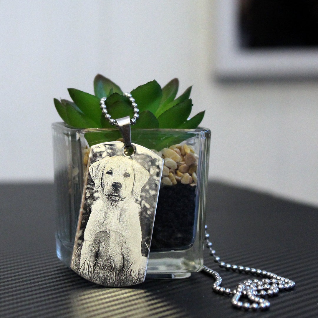 Photo Engraved Personalised Dog Tag Dog Memorial Pendent Stainless ...