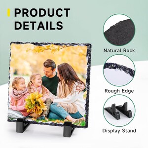 Personalised Square Rock Slate, Custom Photo Slate With Text & Image ...