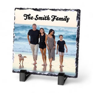 Personalised Square Rock Slate, Custom Photo Slate With Text & Image ...