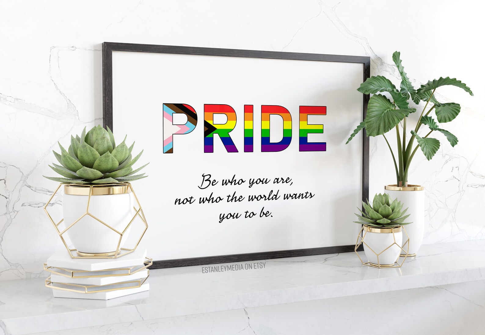 Progress Pride Flag Wall Art Digital Download LGBTQ+ Themed Pride "be ...