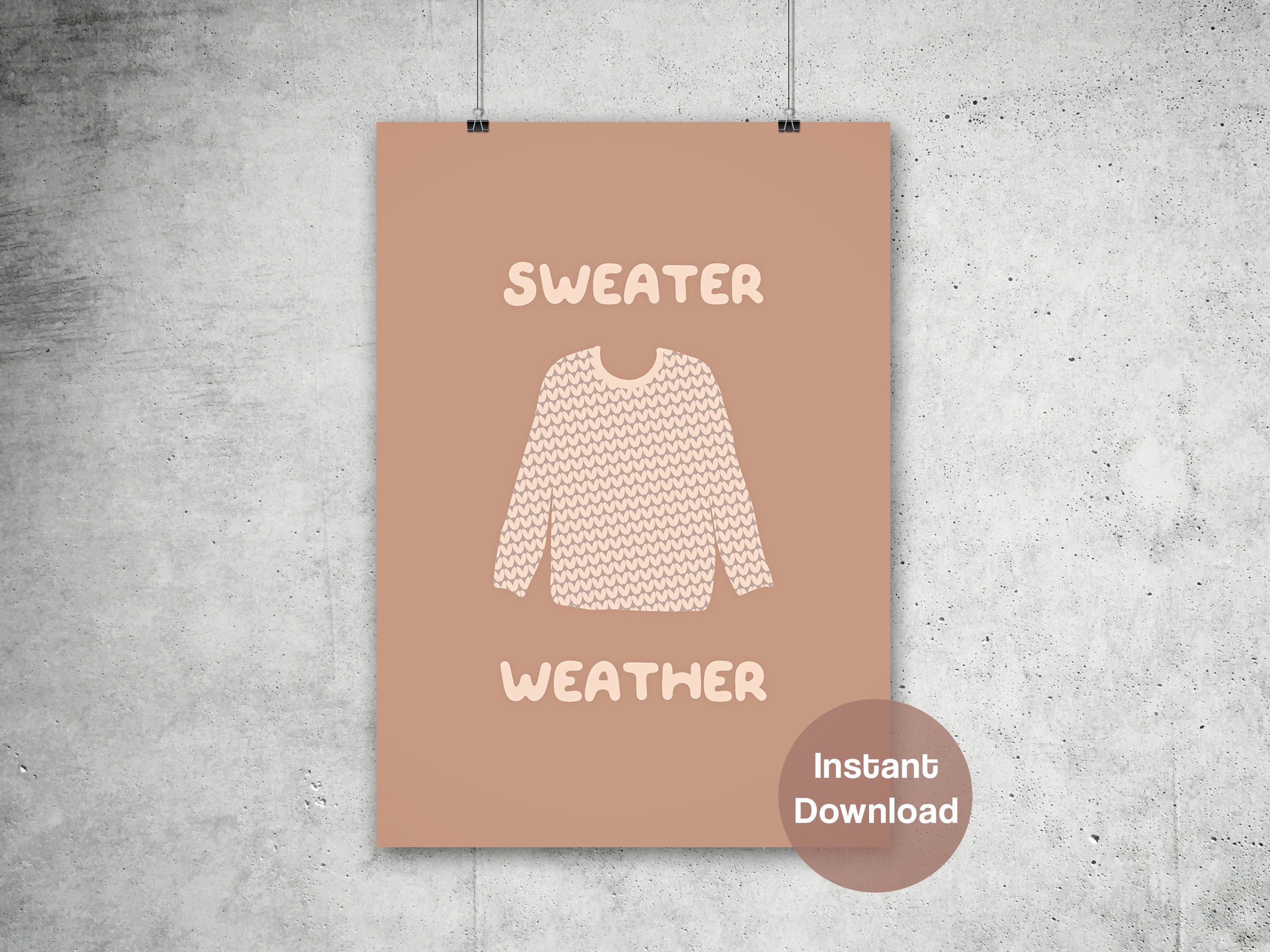Sweater Weather Printable, Fall Digital Print, Instant Download, Autumn ...