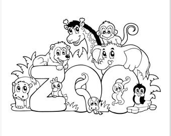 Coloring Pages Zoo Themed Kids Coloring Coloring Book Zoo Animals