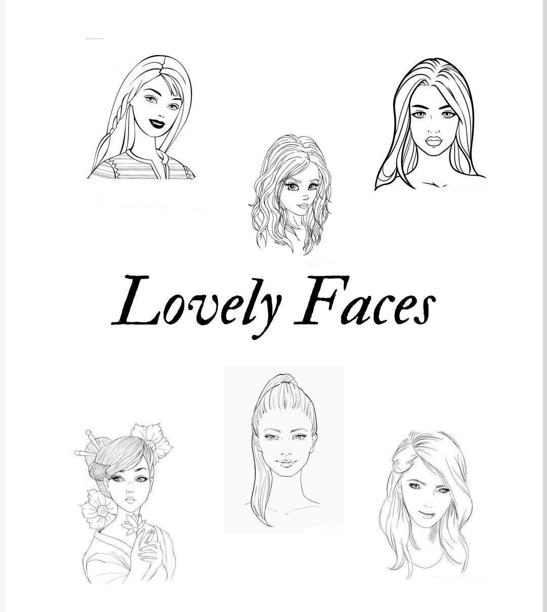 Coloring Book for Girls Cute Faces - Etsy