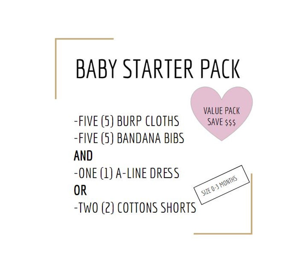 Baby Starter Pack (custom), Gift Set- 5 Burp Cloths, 5 Bandana Bibs ...