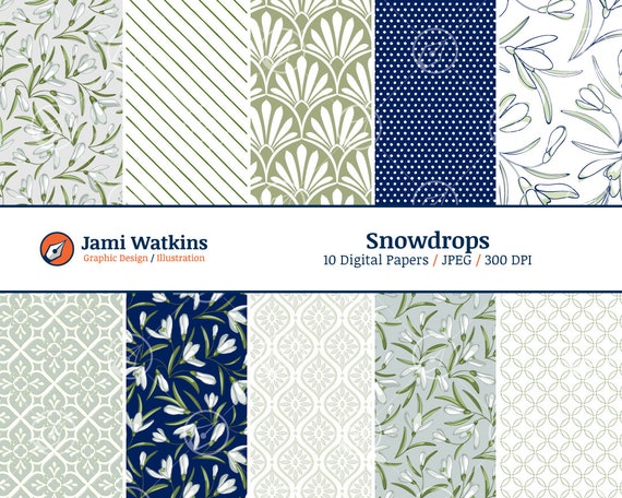 Snowdrops Digital Paper Set 10 Seamless White Winter - Etsy UK
