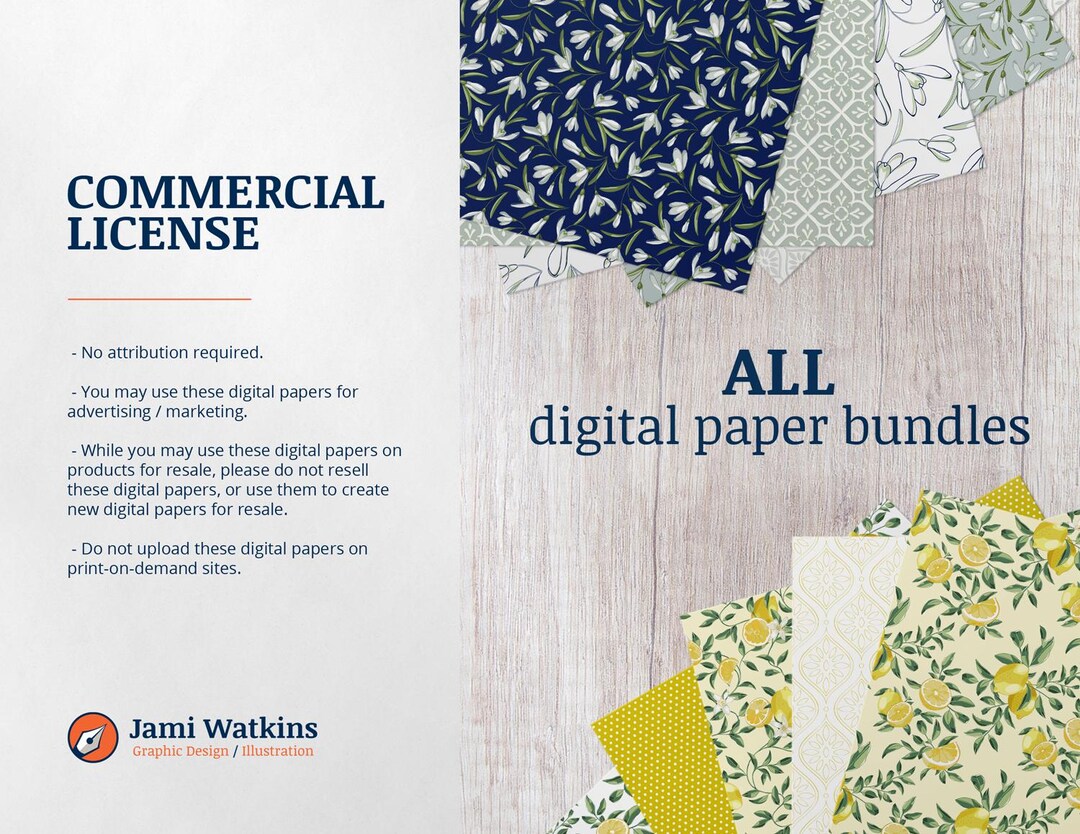 Commercial License to Add to ALL Digital Paper Sets in This Shop - Etsy