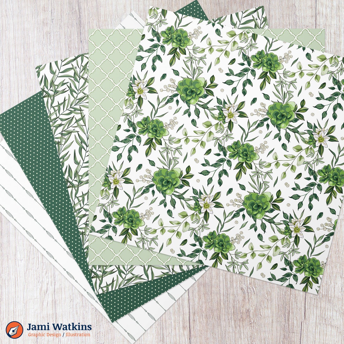 Greenery Digital Paper Leaf Background Leaves Pattern Flora | Etsy