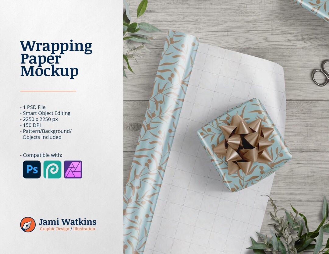 Wrapping Paper 2 PSD Mockup, Photoshop Smart Object Editing - Etsy
