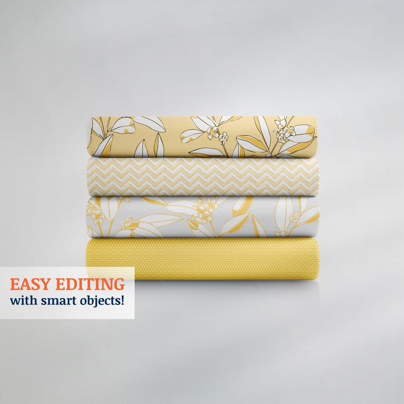 Cotton Fabric Bundle (4) PSD Mockup Template, Photoshop Smart Object ...