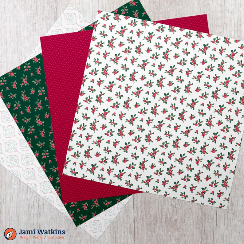 Winter Cranberry Digital Paper Set (8), Holiday Berry Pattern - Etsy