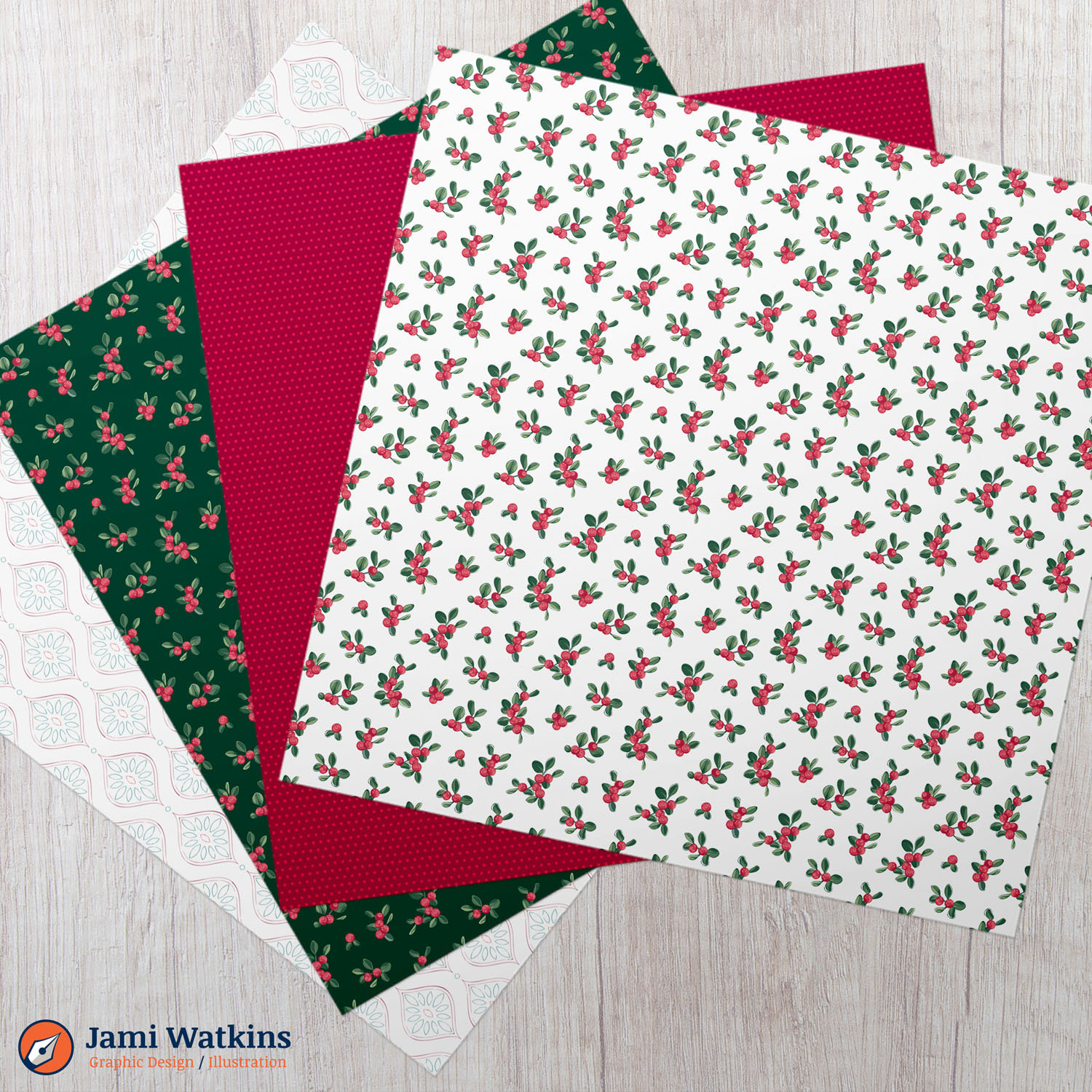 Winter Cranberry Digital Paper Set (8), Holiday Berry Pattern - Etsy