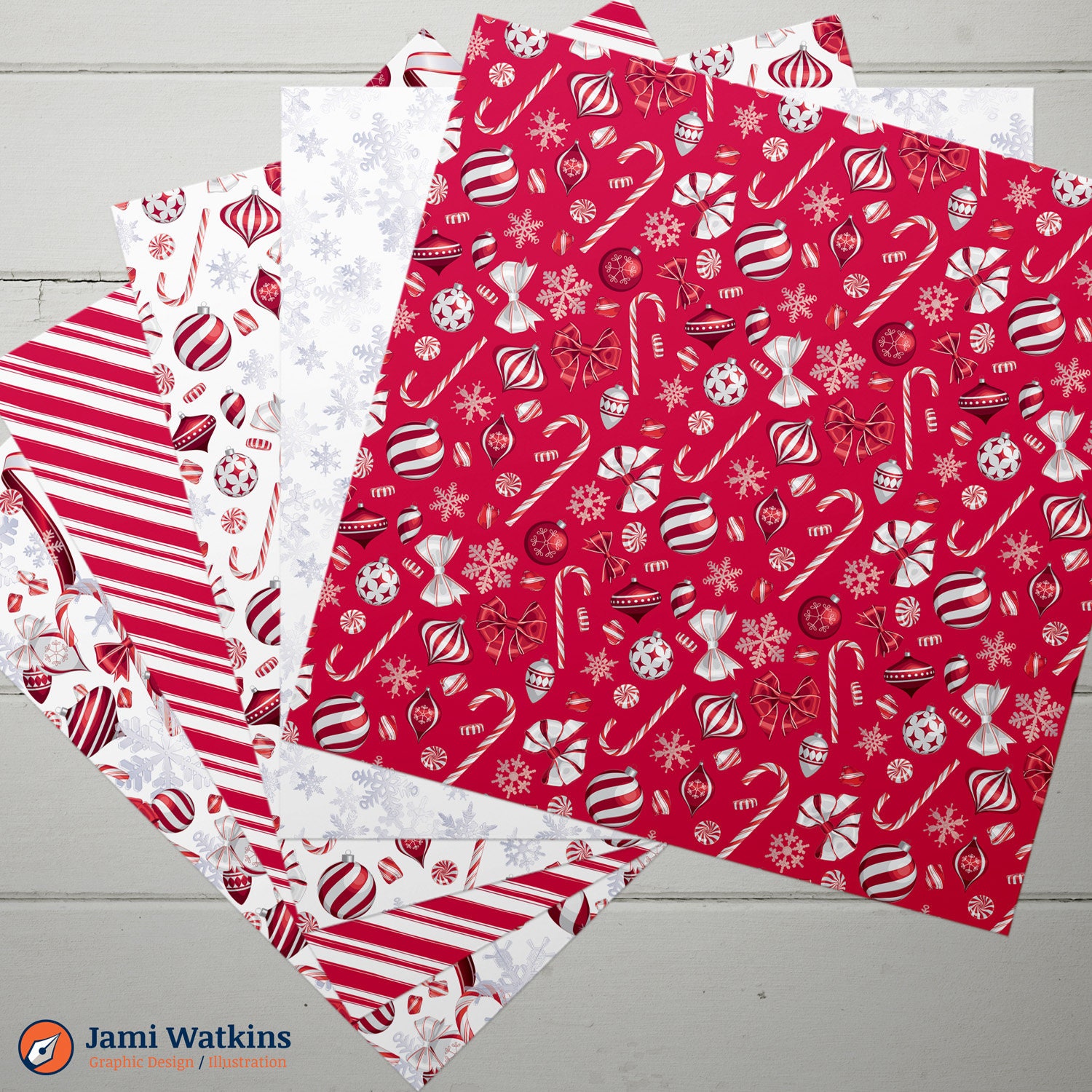 Peppermint Magic Digital Paper Set 10 Candy Cane Wallpaper - Etsy