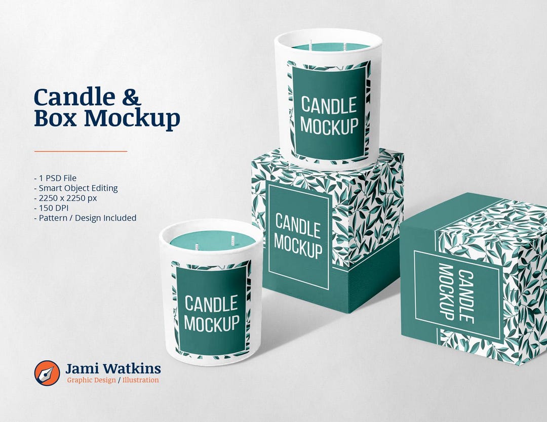 Candle Packaging PSD Mockup Template, Photoshop Smart Object Editing - Etsy