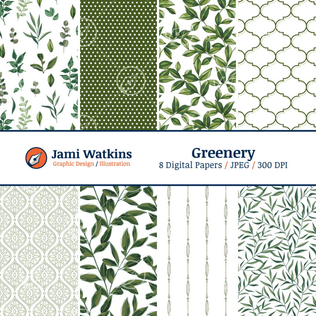 Greenery Digital Paper Set (8), Seamless Leaves Pattern - Etsy