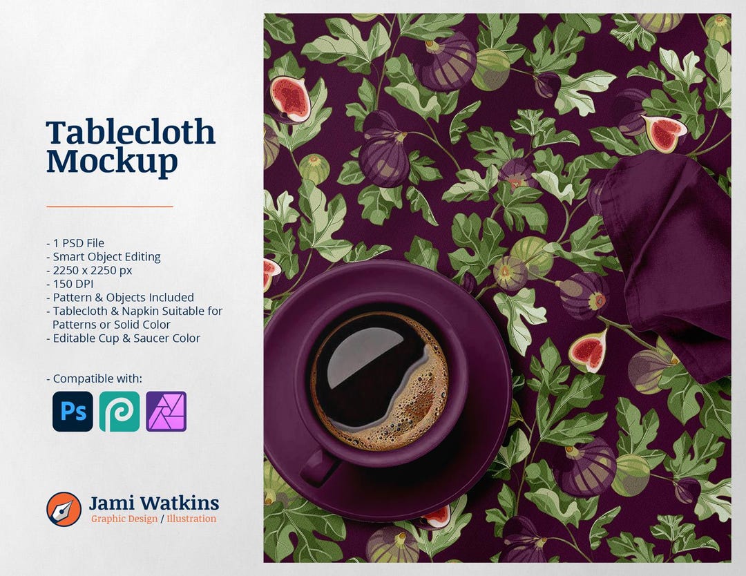 Tablecloth PSD Mockup Template, Photoshop Smart Object Editing - Etsy