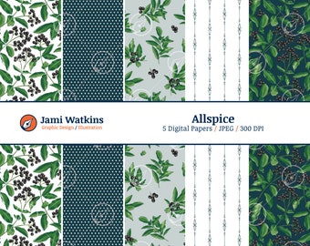 Eucalyptus Digital Paper Set 5 Essential Oils Pattern | Etsy