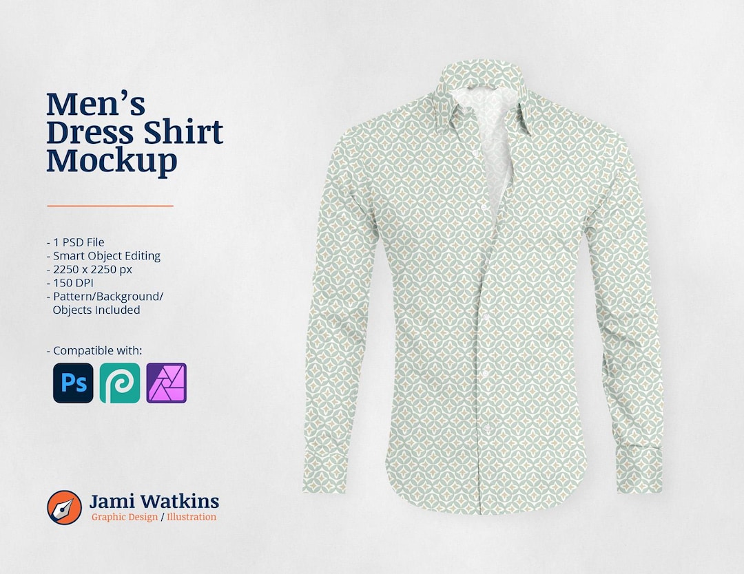 Men's Dress Shirt PSD Mockup Template, Photoshop Smart Object Editing ...